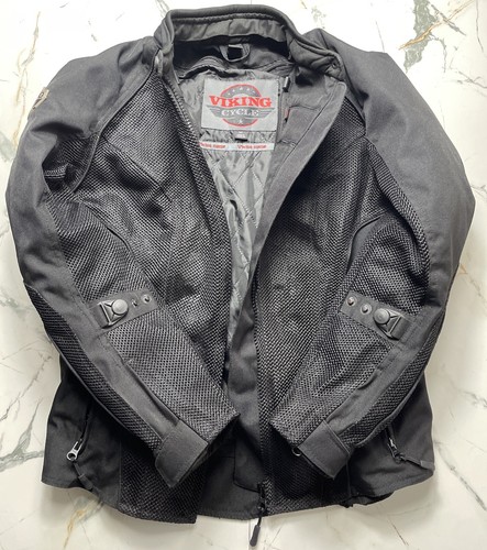 VIKING CYCLE MOTORCYCLE JACKET PADDED BLACK MEDIUM | eBay