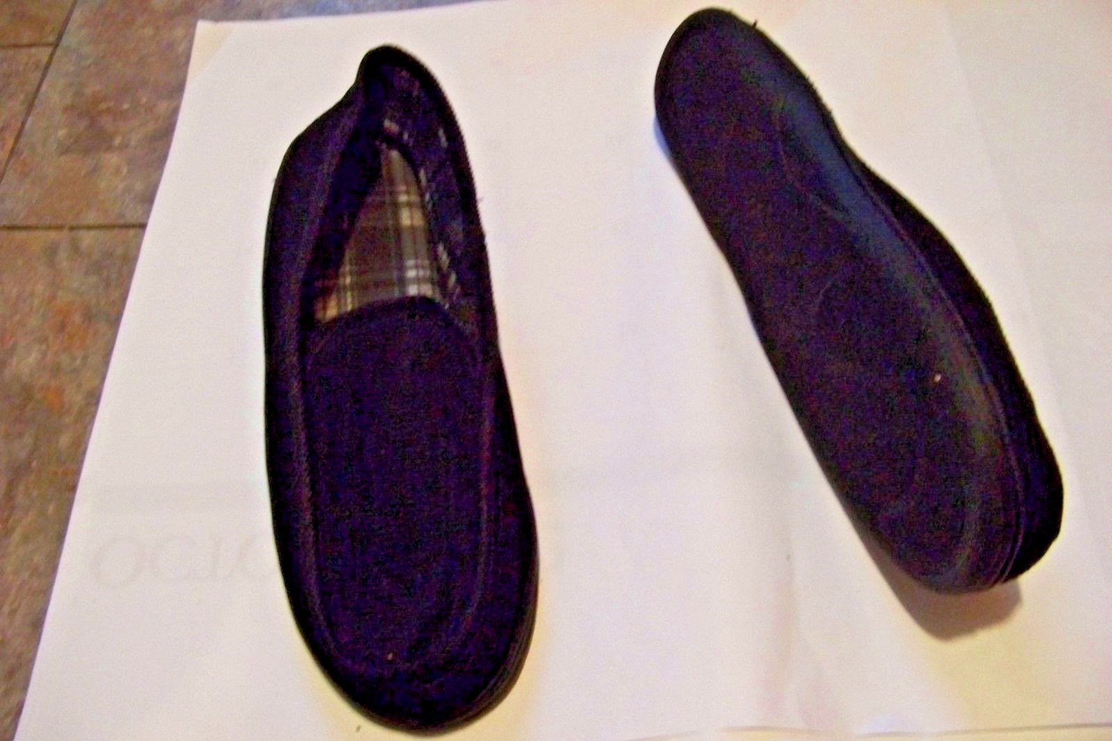 mens black ribbed fabric grandpa slippers size xl 13 | eBay