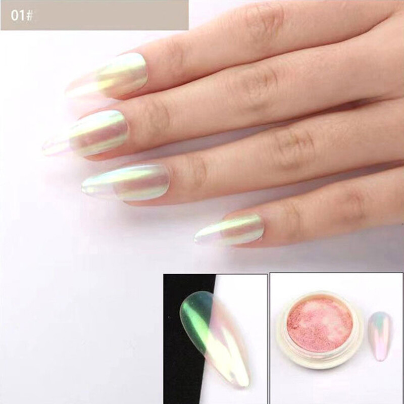 Holographic Chrome Pigment Aurora Nail Glitter Nail Powder Rainbow Nail ...