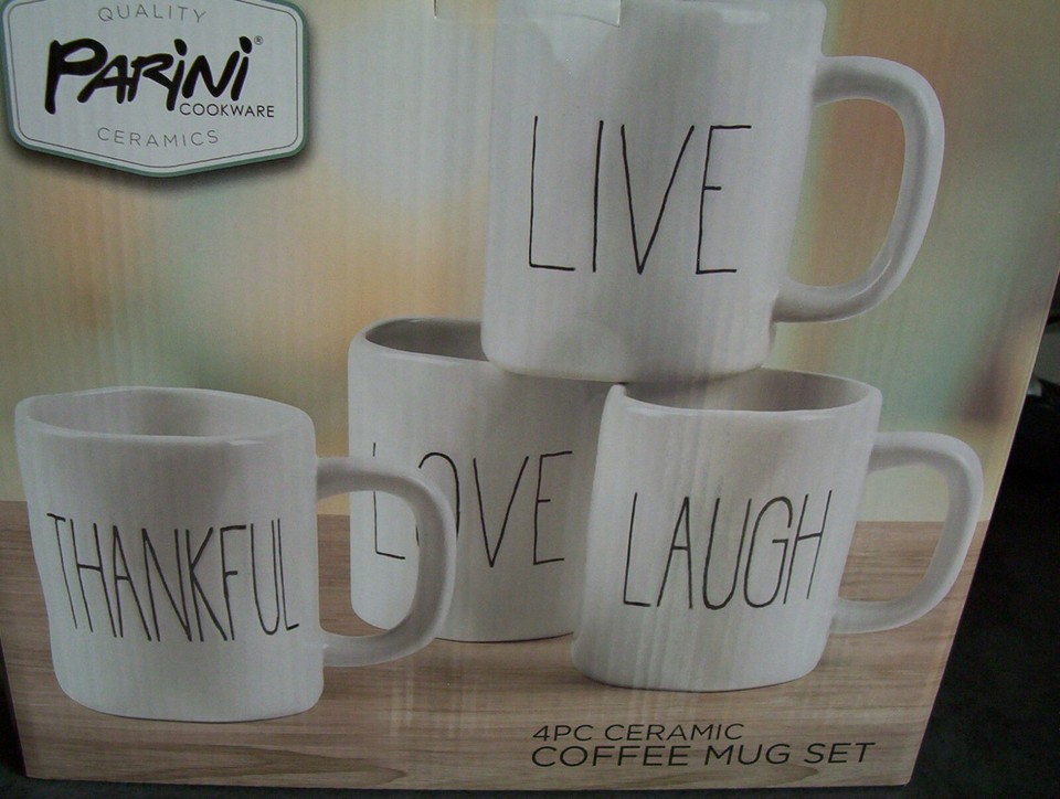 Parini Rae Dunn Inspired Ceramic COFFEE MUG SET Live Laugh Love ...