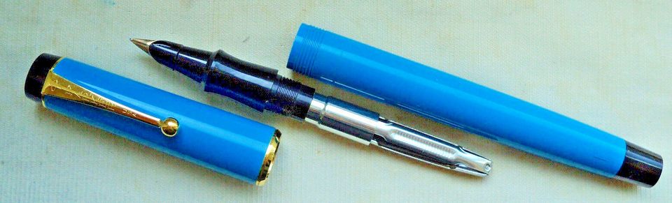 PARKER BIG RED FOUNTAIN PEN in BLUE, 14 Kt. Nib, BOX 2/73 ! WORKING | eBay