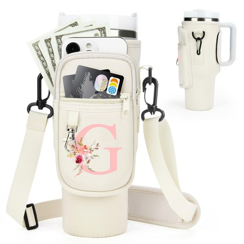 Initial Water Bottle Holder with Strap for Stanley 40 oz Tumbler/Simple ...