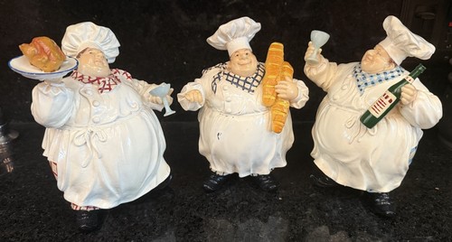 Set 3 Italian Fat Chubby Chefs Figurines Butcher Turkey Fowl Baker ...