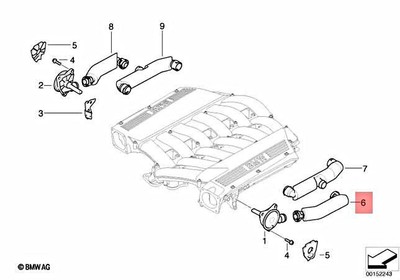 Genuine BMW E65 E66 E67 Sedan Left Crankcase Vent Hose OEM 11617549714 ...