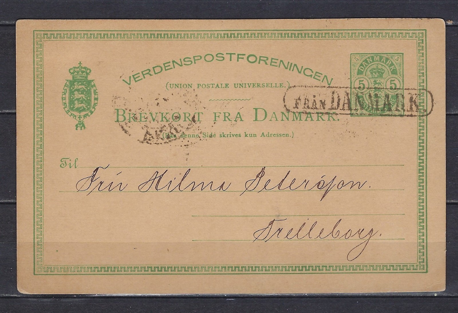 B&D: 1887 Denmark postcard Copenhagen (4/20/87) to Trelleborg w ...