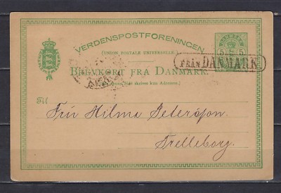 B&D: 1887 Denmark postcard Copenhagen (4/20/87) to Trelleborg w ...