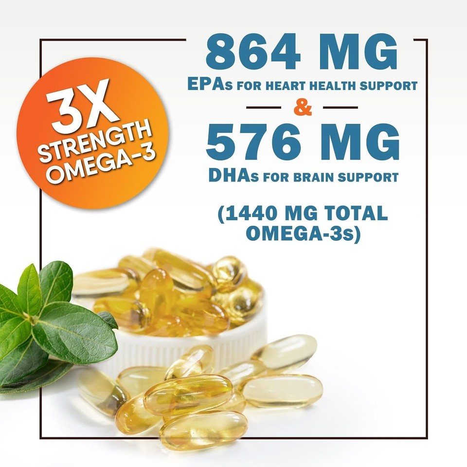Omega 3 Fish Oil 2400mg 3X Strength EPA & DHA High Potency Capsules | eBay