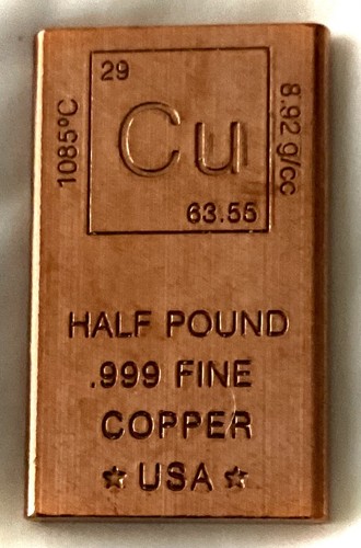.999 Half Pound Copper Bar Cu Element Pure Bullion | eBay