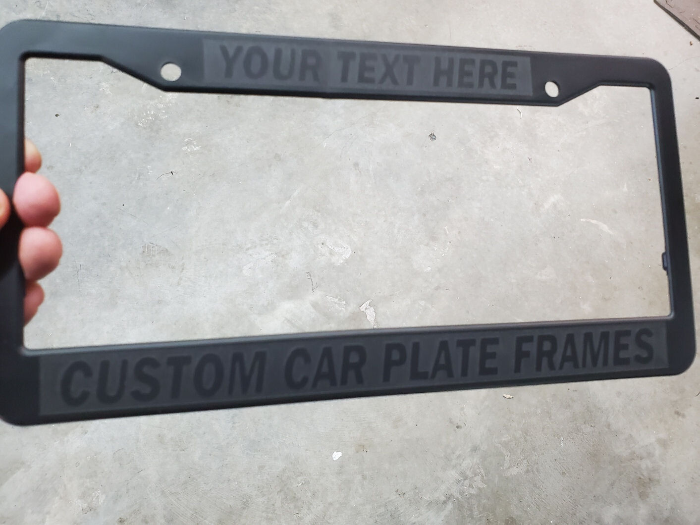 BLACK ON BLACK PLASTIC ENGRAVED CUSTOM PERSONALIZED License Plate Frame ...