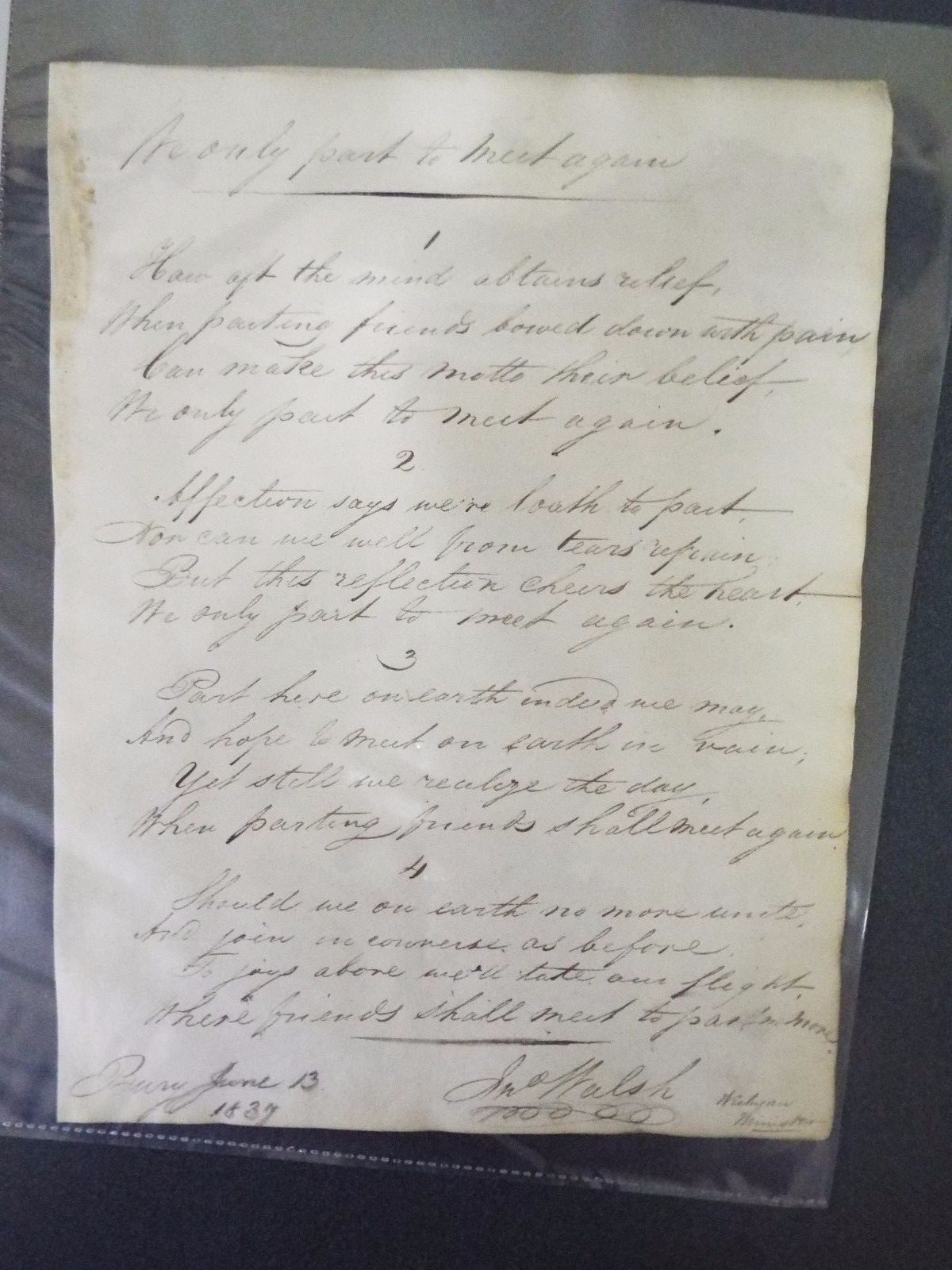 Manuscript Hymn by John Walsh - 1837 - Methodist | eBay