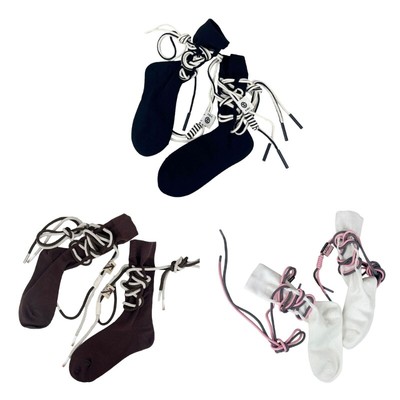Lace up Socks Ruffle Style Socks Drawstring Socks Breathable Socks ...