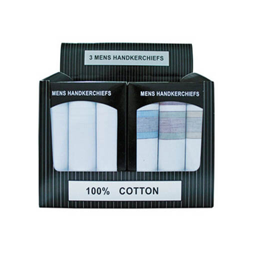 3 Pack of Mens 100% COTTON BOXED Hankies Large White Plain Hankerchiefs ...