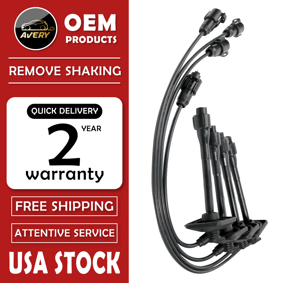 Set Of 4 Spark Plug Wires For Toyota Camry Solara Rav4 97-01 2.0L 90919 ...