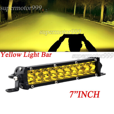 7"inch Yellow LED Work Light Bar Flood Spot Combo Fog Lamp Offroad ...