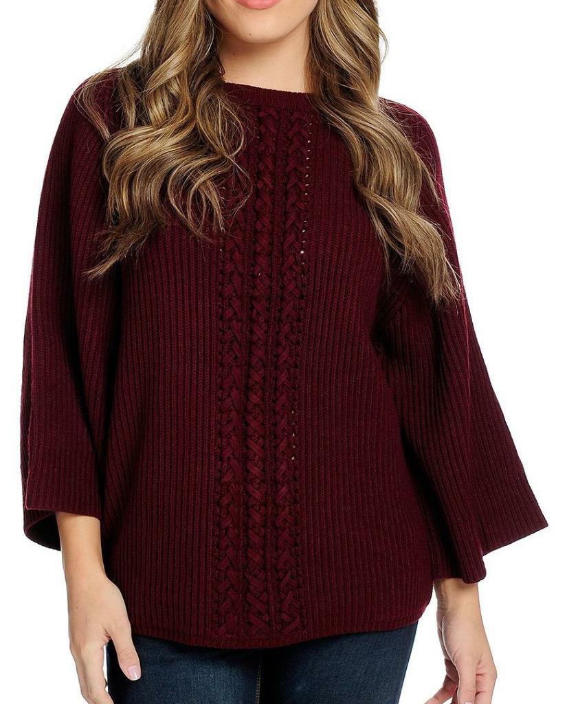 NEW - OSO Casuals® Cable Knit Wide Sleeve Lace-up Front Pullover ...