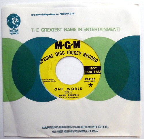 MARK BARKAN 45 One World PROMO Rock FUNK Gospel ANTI WAR SONG 1970 ...