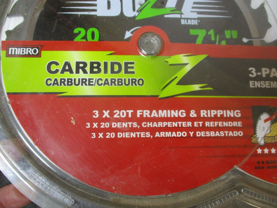 BUZZ Blade Carbide Circular Saw Replacement Blade 7-1/4" Framing ...