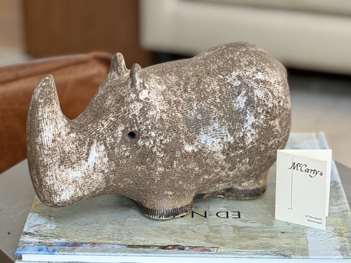 McCarty Mississippi Pottery Rhino Rhinoceros animal figure signed. MINT ...