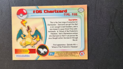 Topps Charizard Pokemon Card #6 1999 TV Animation Edition Series 1 | eBay