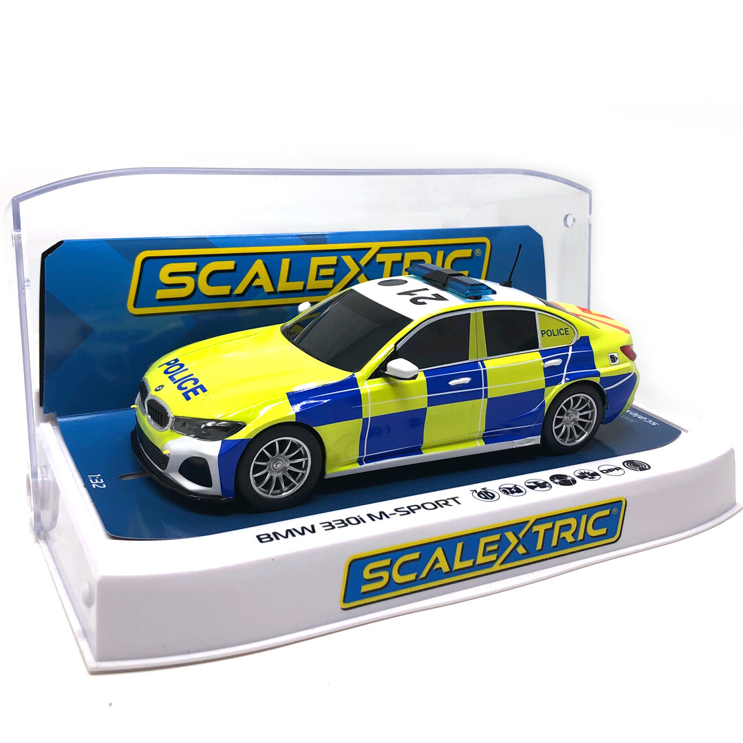 NEW Scalextric C4165 BMW 330i M-Sport Police Car 1/32 Slot Car FREE US ...