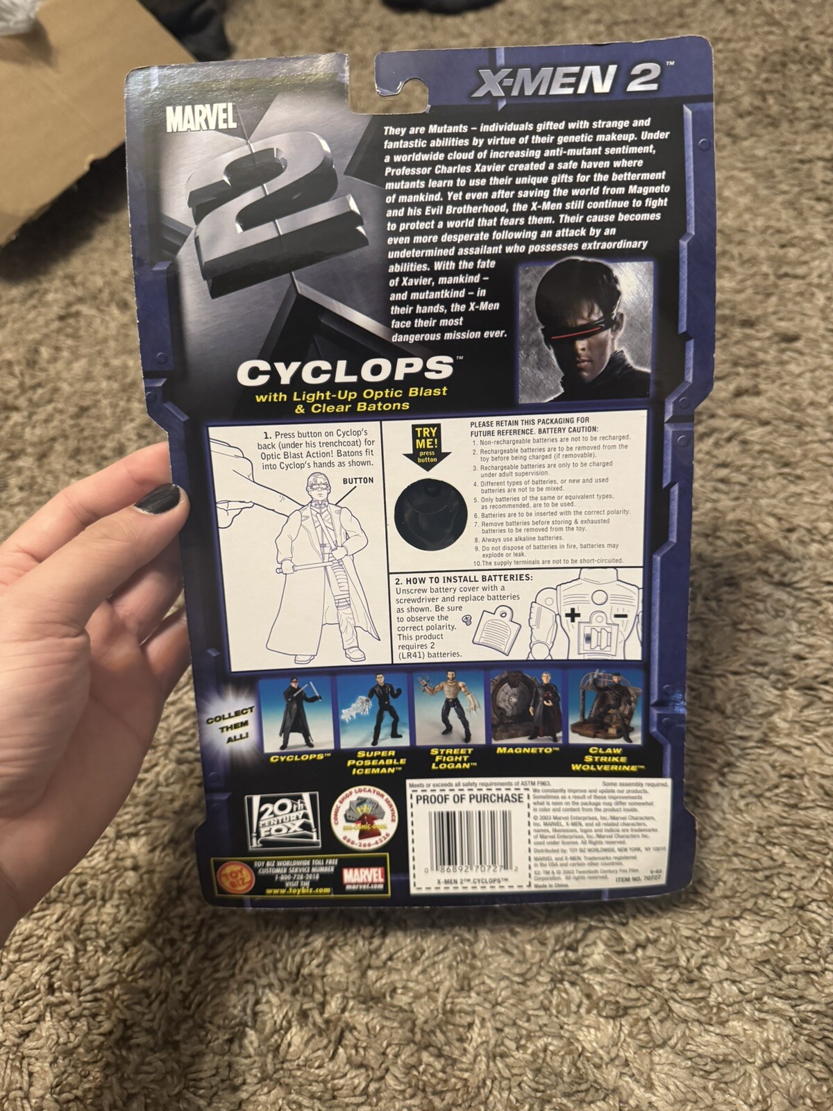 X Men 2 Cyclops (Rare Trench Coat) W/ Light Up Optic Blast & Clear ...