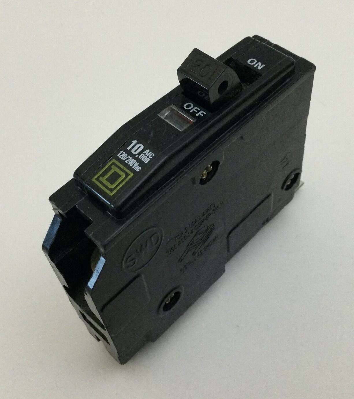 SQUARE D QOB120 CIRCUIT BREAKER 20 AMP, TYPE TIPO, 1 POLE, 120/240 VOLT ...