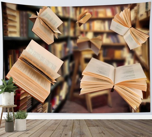 Magical Vintage Old Library Bookshelf Tapestry Wall Hanging Bedroom ...