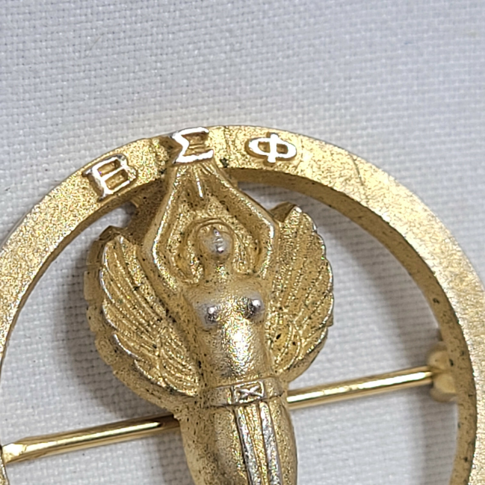 Vintage BETA SIGMA PHI Sorority Fraternity Gold Toned Torch Bearer Pin ...