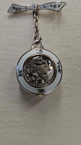 Ladies Watch Pendant Brooch Sterling Silver Birks Enamel 17 jewels ...