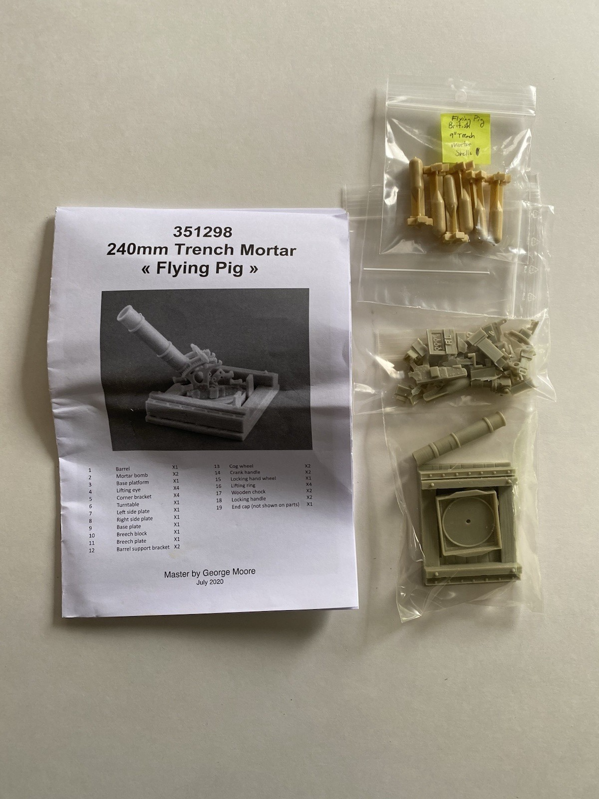 ResiCAST 35.1298 1/35 UK WWI 240mm "Flying Pig" Trench Mortar Resin Kit ...