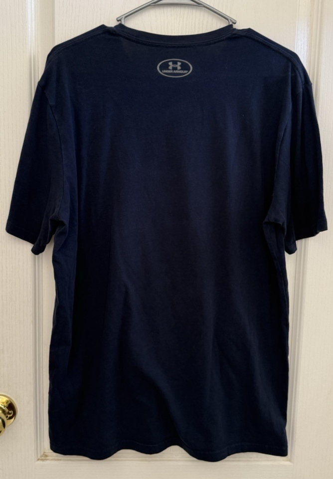 Under Armour Shirt Mens L Navy Blue Project Rock Heat Gear Loose Short ...