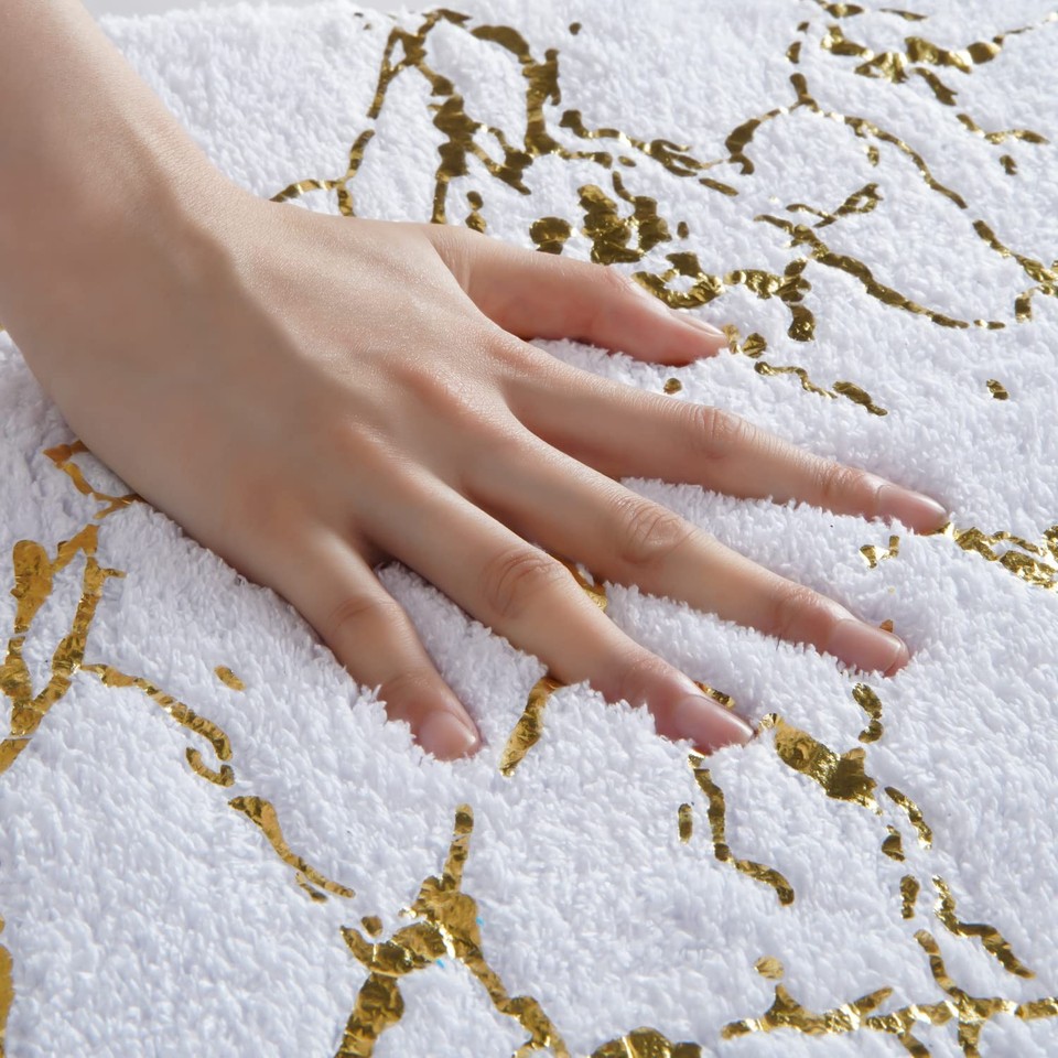 Marble Bathroom Rug White and Gold Decor Bathroom Rugs Non Slip Bath ...