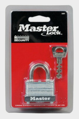 Master Lock 1-1/2" Laminated Steel Warded Locking Padlock 1/4" Shackle ...