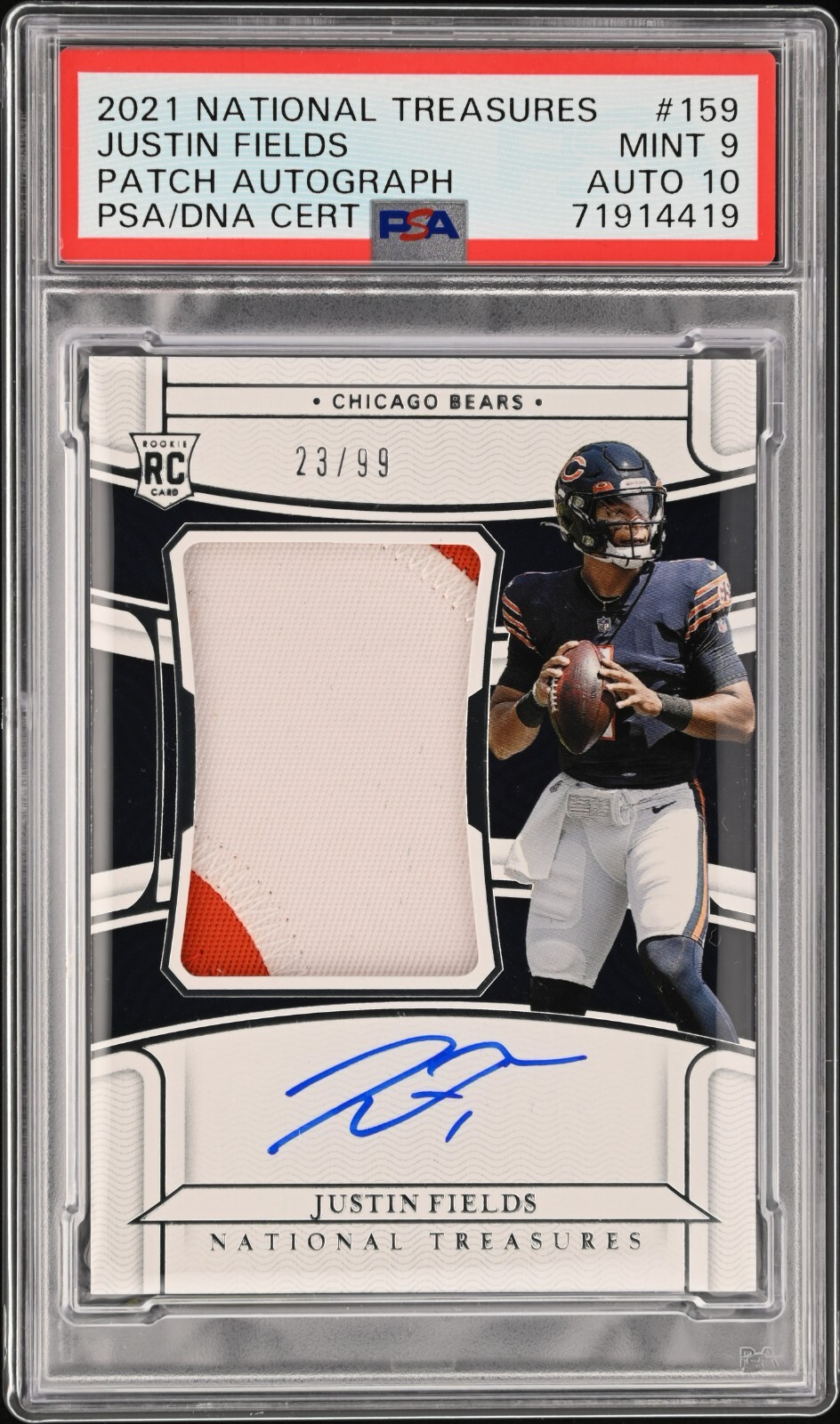 2021 Panini National Treasures Justin Fields Rookie Patch Auto PSA 9/10 ...