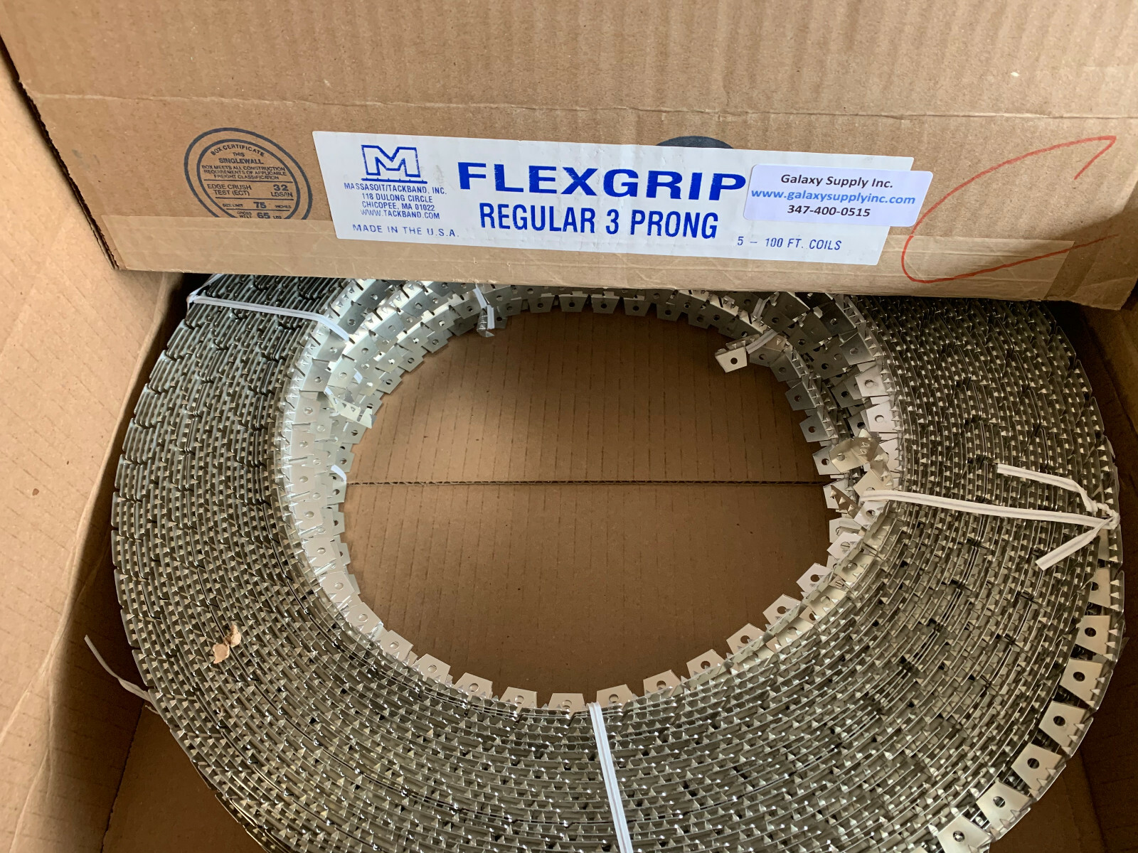 Flex-Grip, 100ft X5 Rolls Flexible REGULAR Metal Tack Strip 3 Prongs ...