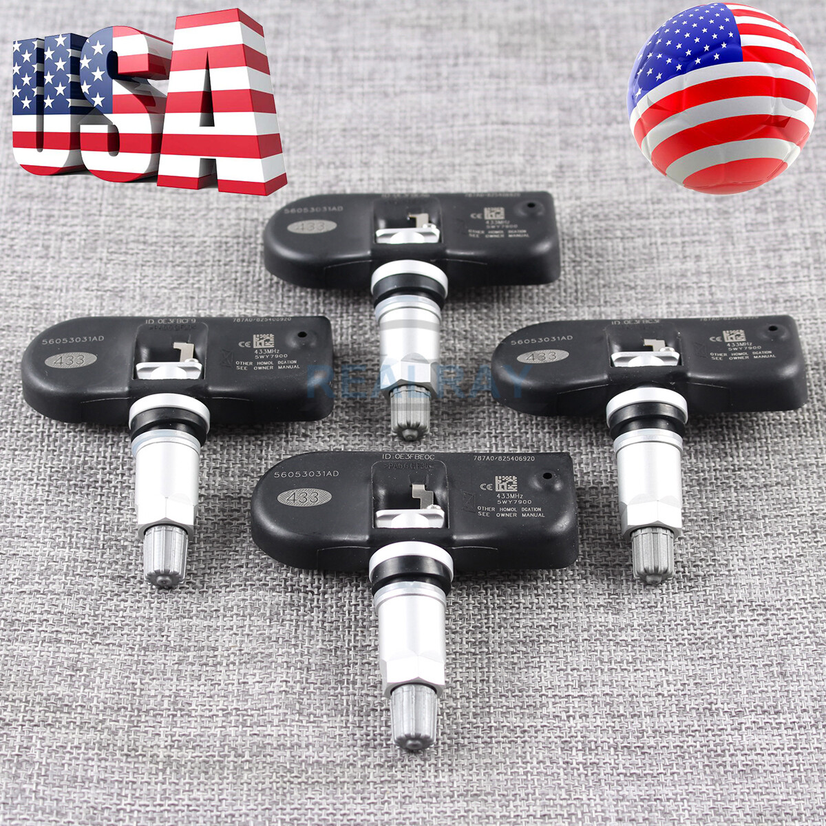 4PCS TIRE PRESSURE SENSOR TPMS 433MHz 56053031AD For Chrysler Dodge ...