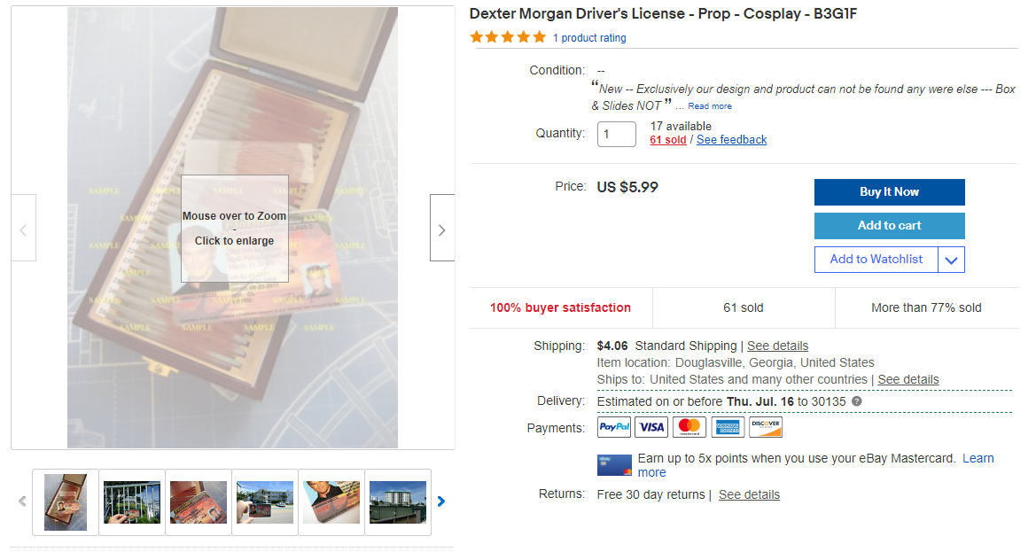 Dexter Morgan Driver's License - Prop - Cosplay - B3G1F | eBay