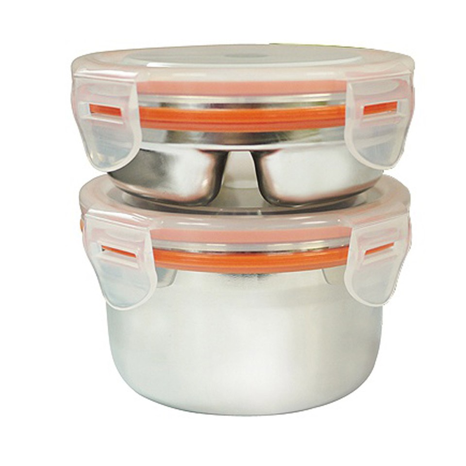 Stainless Steel 2 Food Container Circle Bento Lunch Box BPA free ...