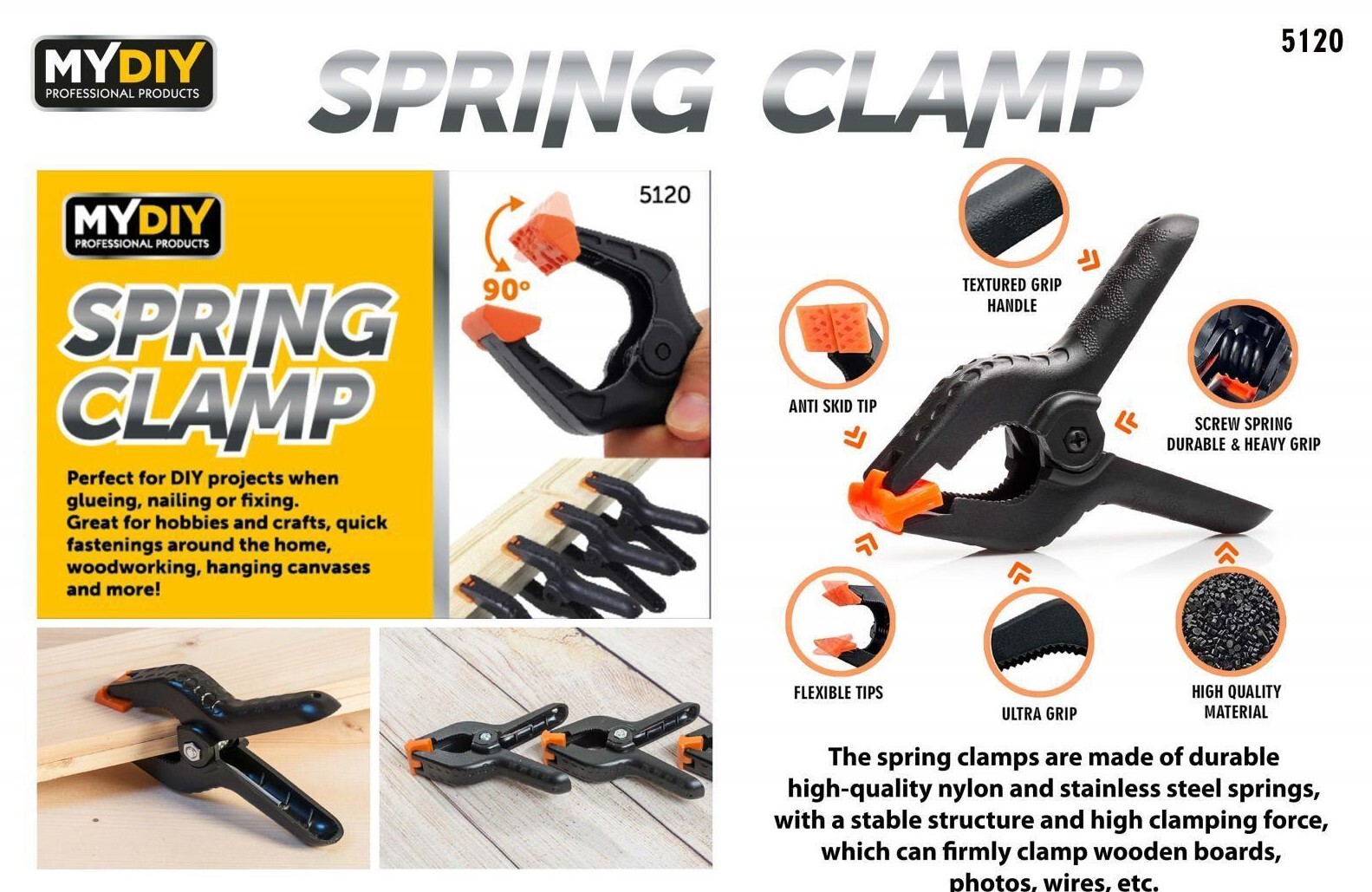 Large Spring Clamps 6 " Set Heavy Duty Market Tarpaulin Quick Grip ...