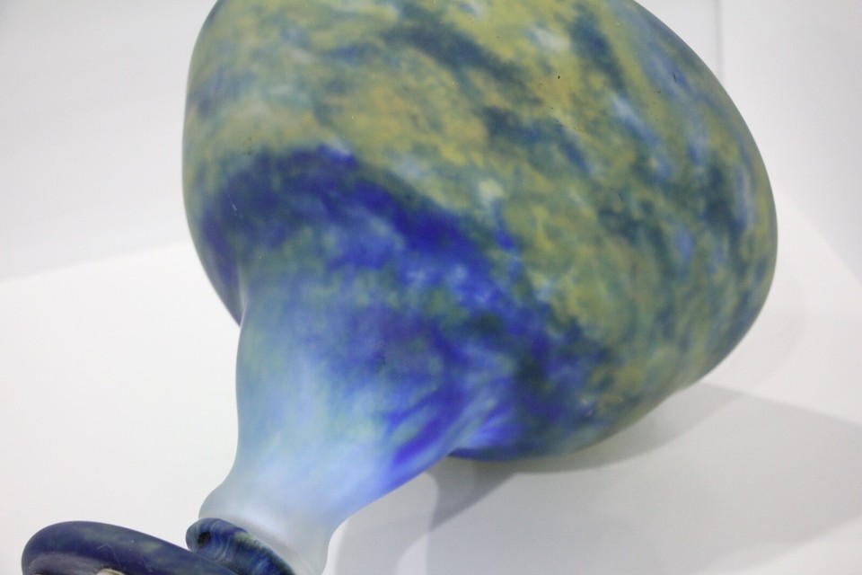Big ! Daum Nancy Art Deco Blue/Green Glass Vase 1920 | eBay