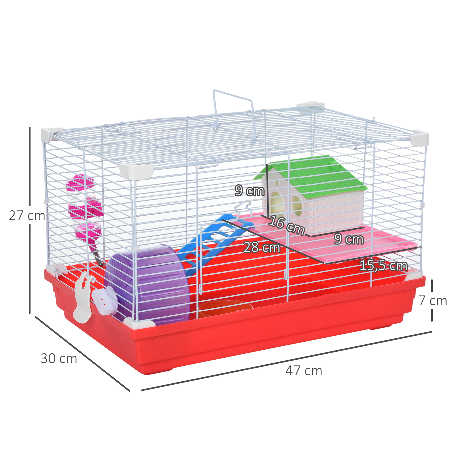 Hamster Cage Small Pet Animal Travel Cage Box Double Layers with ...