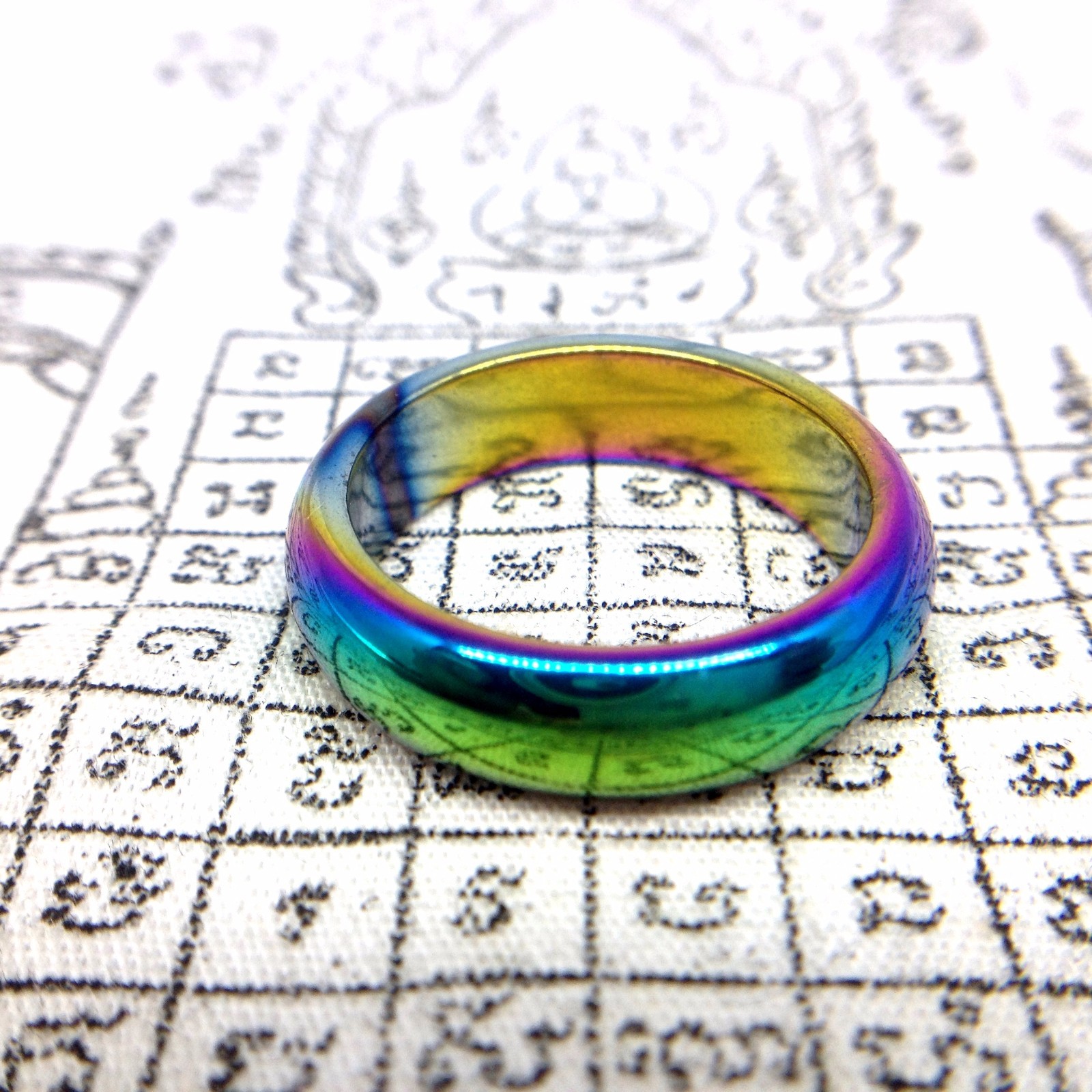 Leklai Rainbow 7 Color Ring Thai Amulet Wicca Lucky Power Occult Metal ...