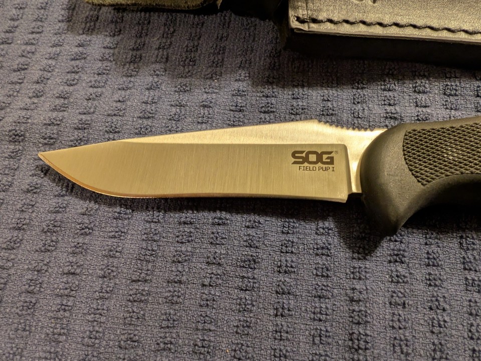 SOG Field Pup 1 Fixed Blade Knife with Leather Sheath | eBay