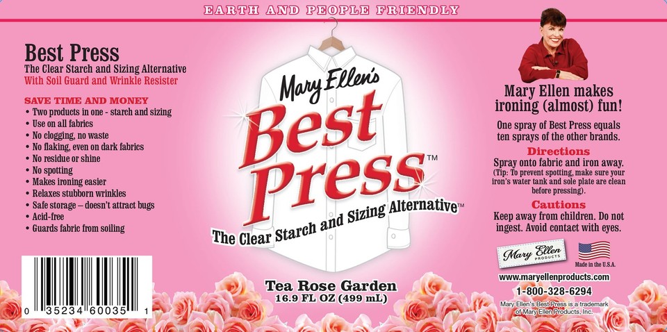 Mary Ellen's Best Press Clear Starch Alternative 16.9oz-Tea Rose Garden ...