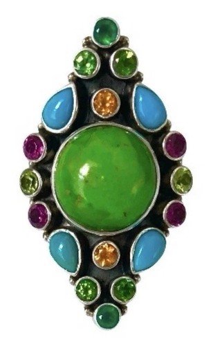 NICKY BUTLER~RAJ COLLECTION Sterling Silver MULTI GEMSTONE Ring~Sz 10 ...