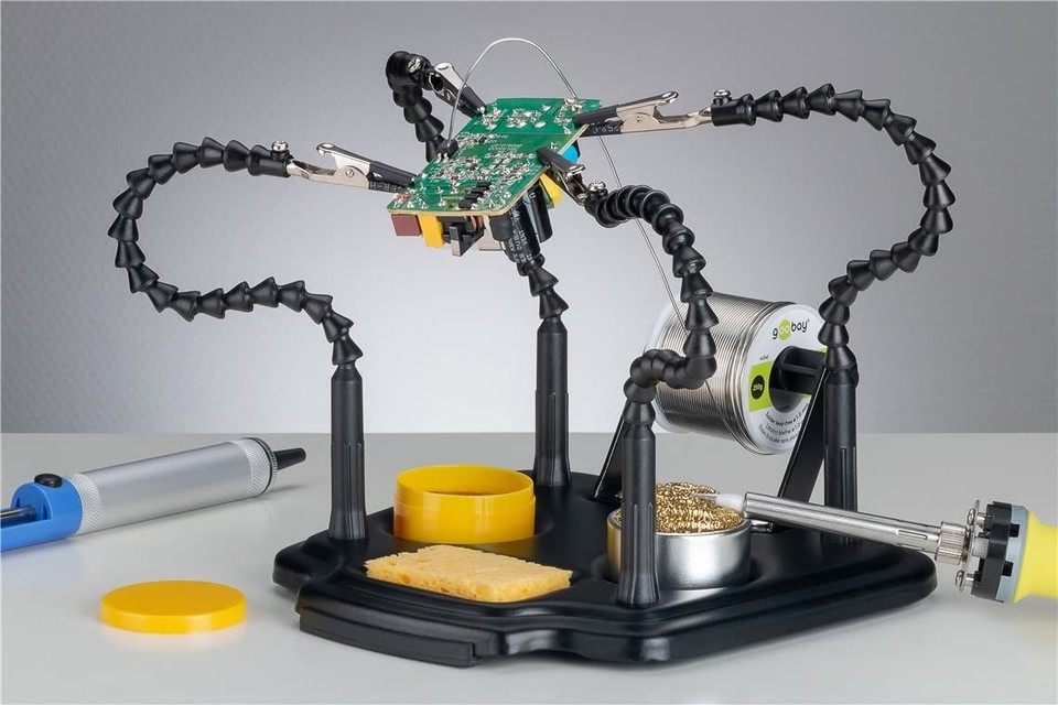 goobay 61669 Ausilio saldare con 4 bracci flessibili collo oca pinze ...