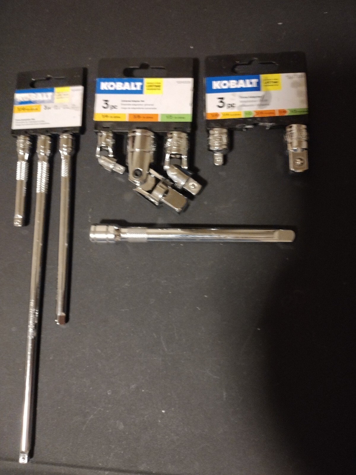 New Kobalt 9 Pce Socket Extension Adapter Lot 1/4"-3/8"-1/2" Drives ...