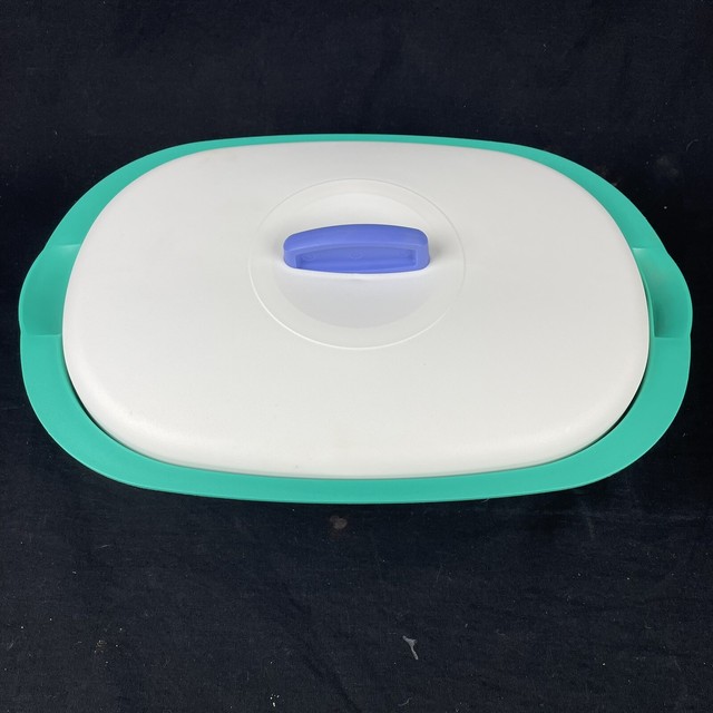 Tupperware Oval Microwave Casserole Dish W/Lid #3183 No Spoon Teal ...