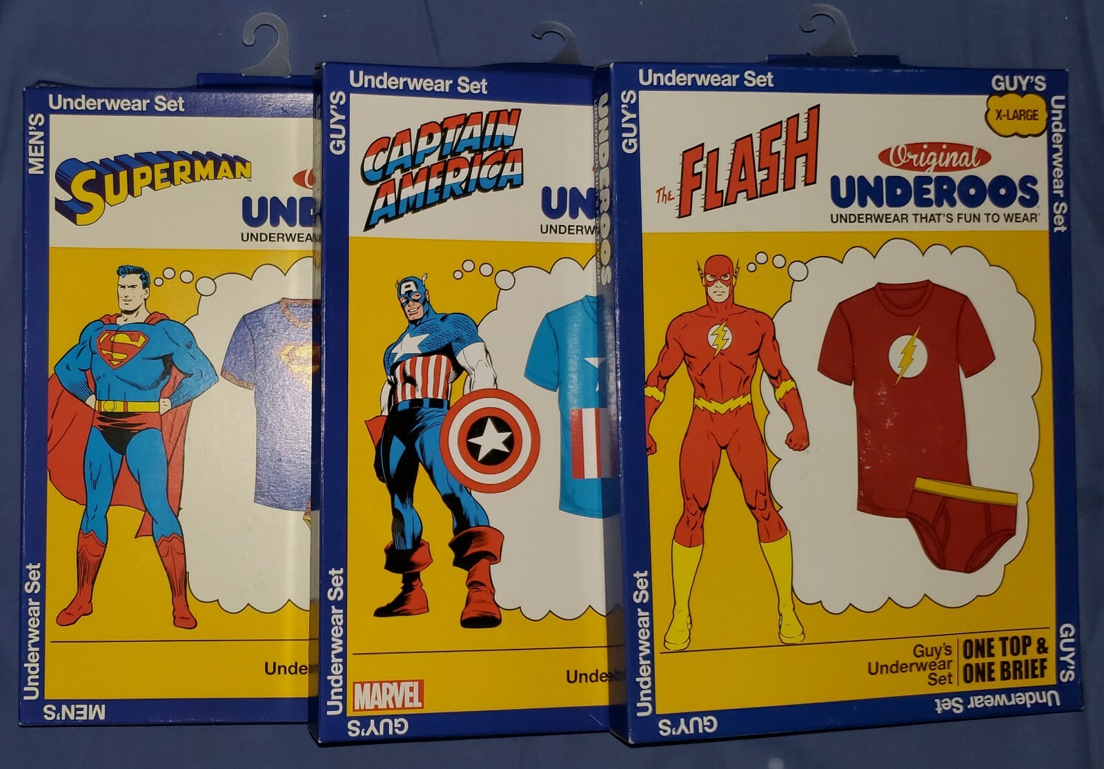 Underoos Mens Captain America Superman Shazam or Flash Shirt & Briefs ...