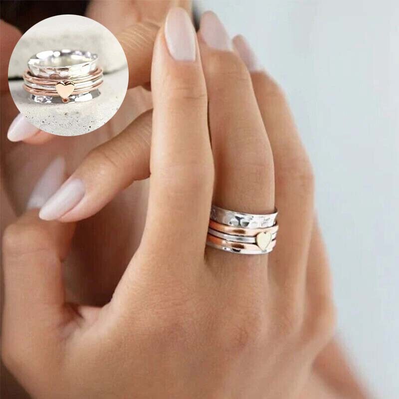 Anxiety Ring Rotate Freely Spinner Anti Spinning Women Stress Rings ...